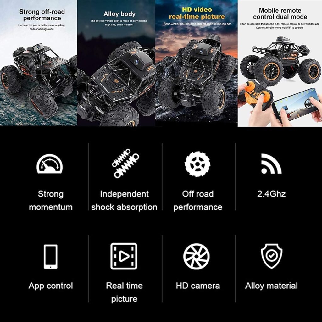 Remote Control – RC Car with 720P HD FPV Camera, 1/18 Scale Off-Road ...