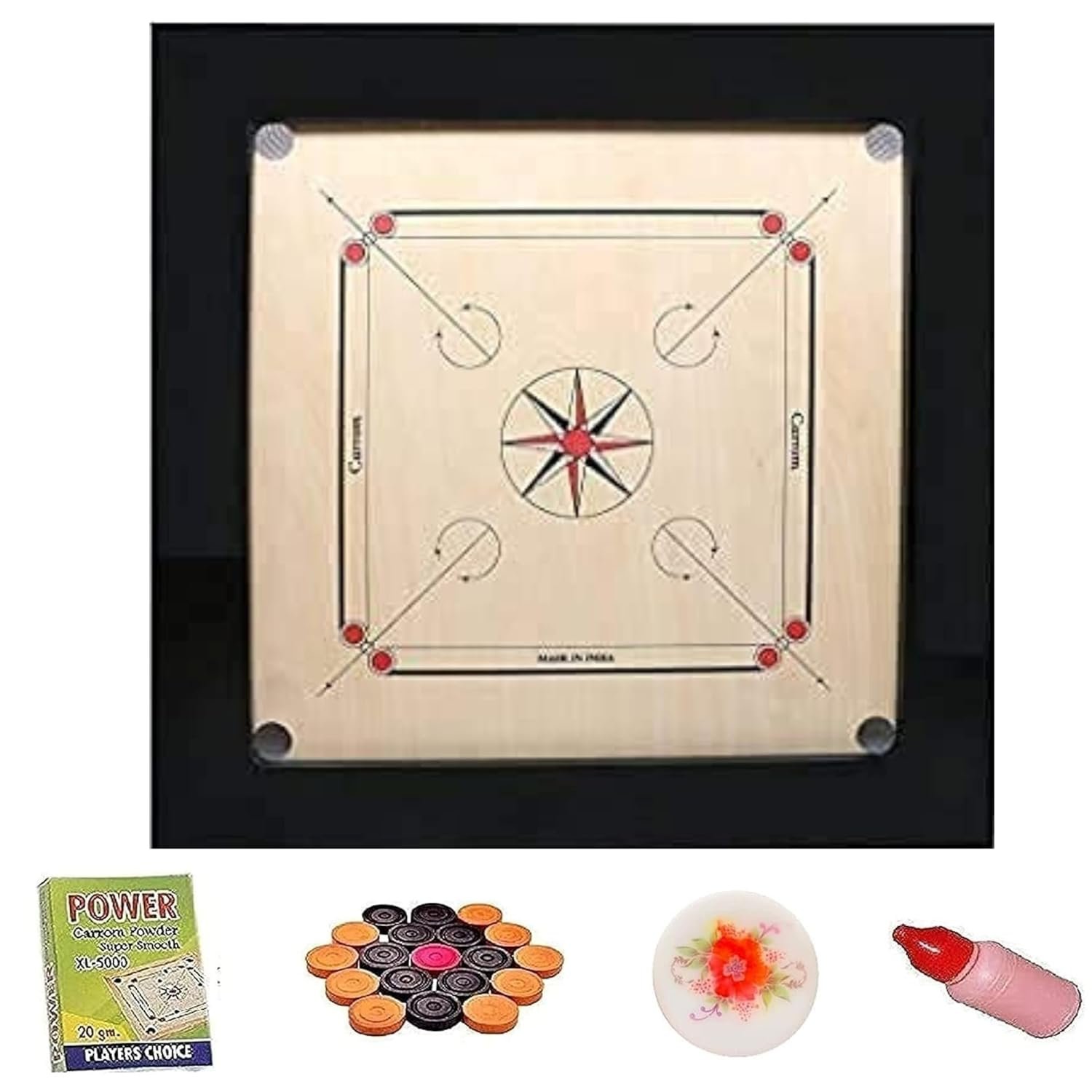 Standard Size Tournament Carrom Board Free Wooden Coins and Powder ...
