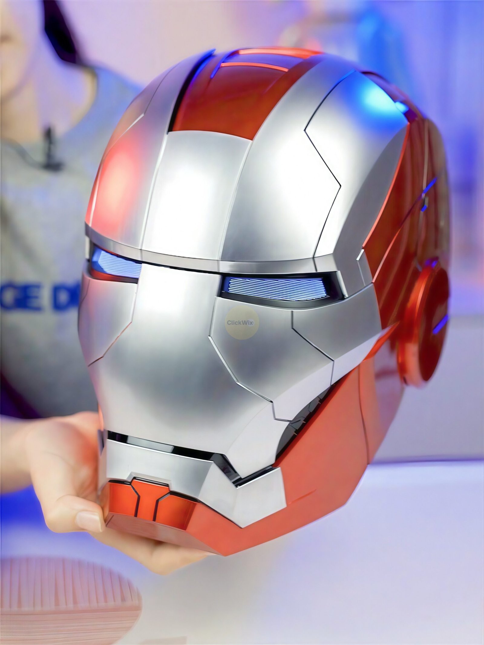 Iron Man MK5 Wearable Helmet - Silver Edition with Voice & Remote ...