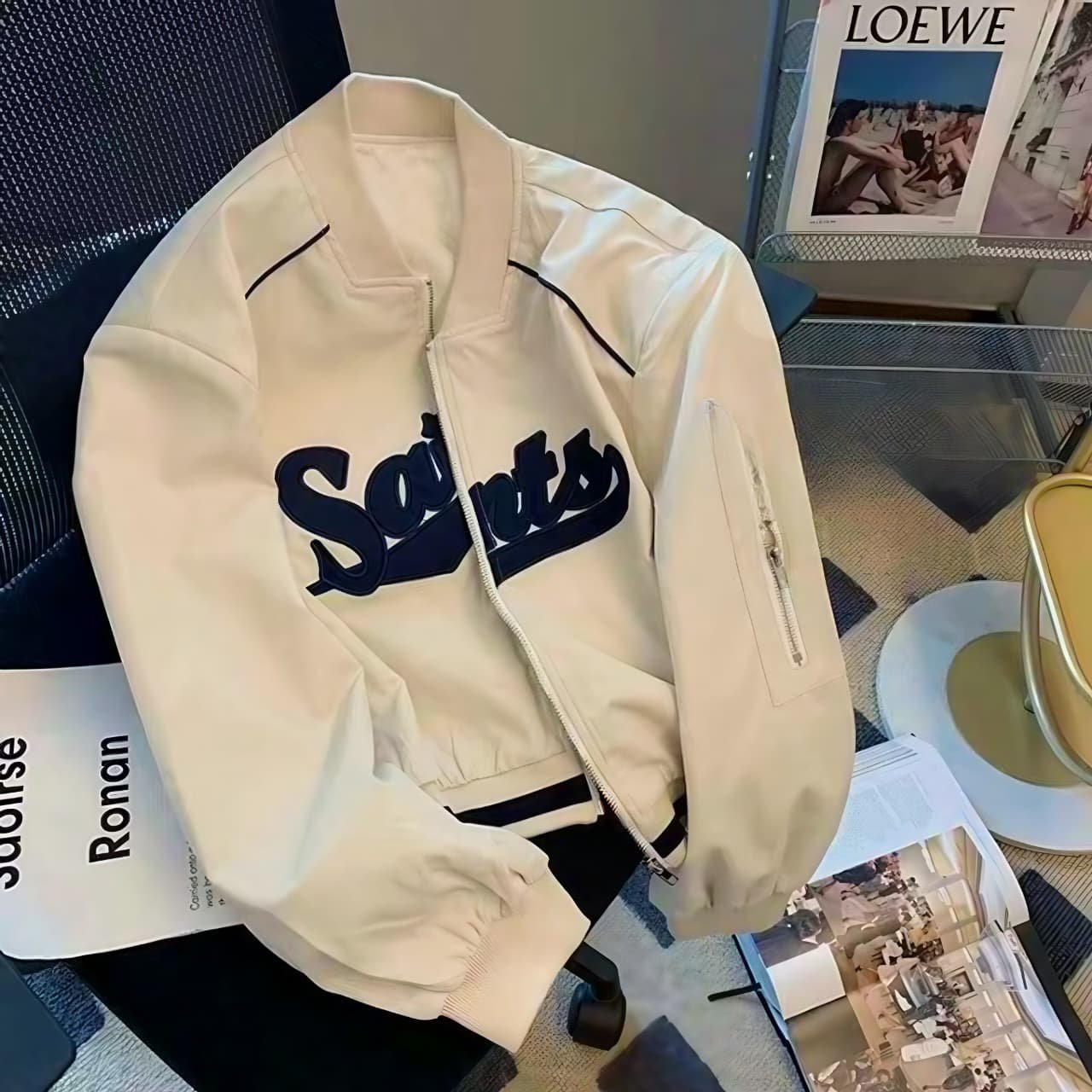 New ClickWix Imported Embroidery Retro “Saints” Varsity Bomber Jacket ...